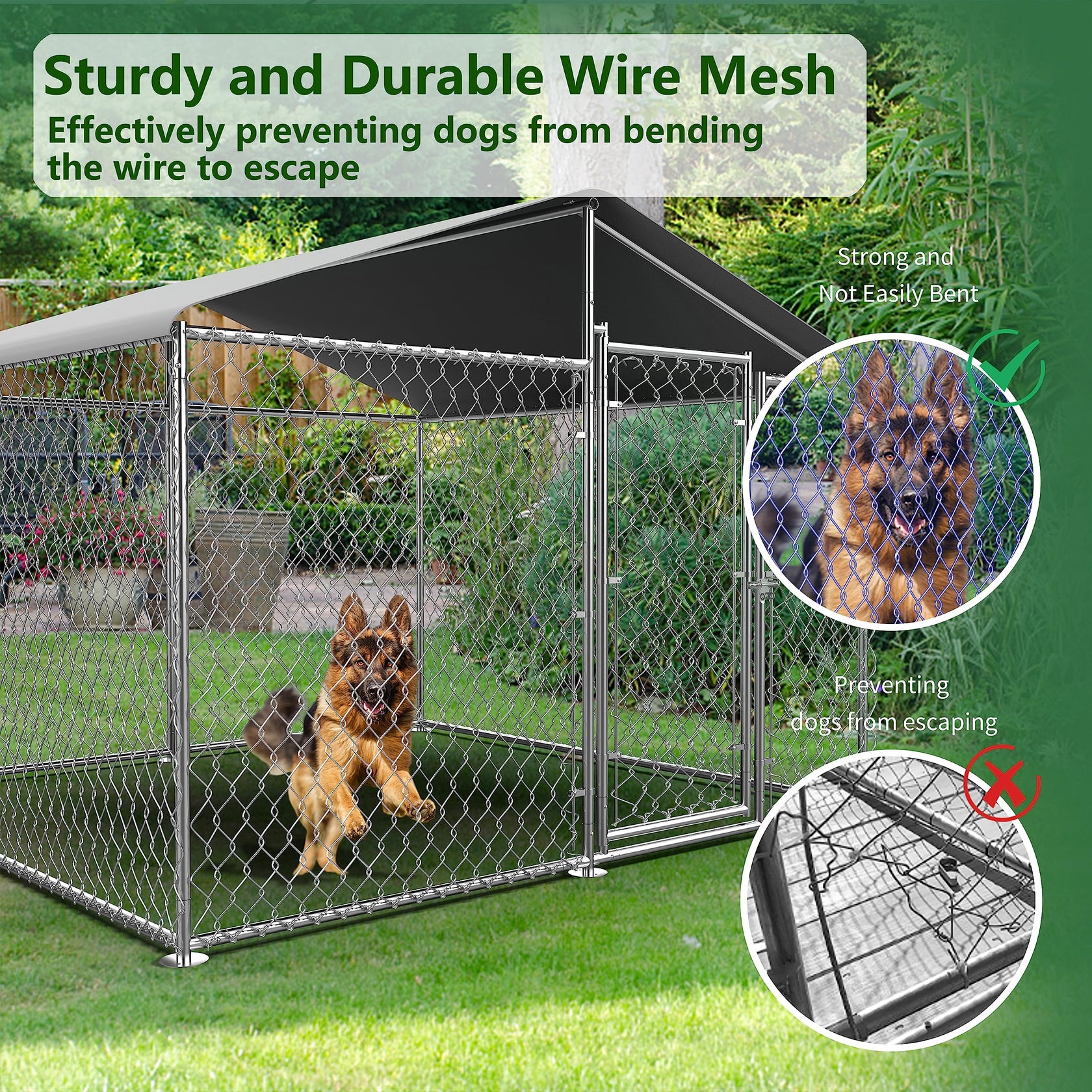 Large Dog Kennel Outdoor, Heavy Duty Outdoor Dog Kennel Chain Link Dog ...